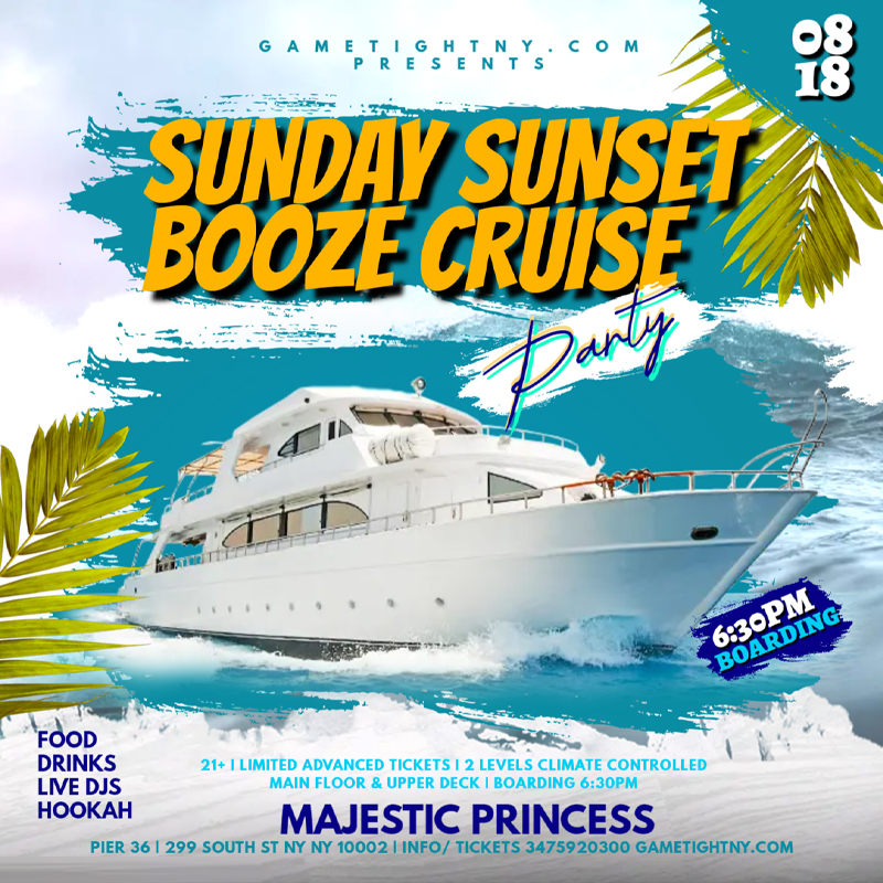 NYC Summer Sunday Sunset Majestic Princess Yacht Party Booze Cruise ...